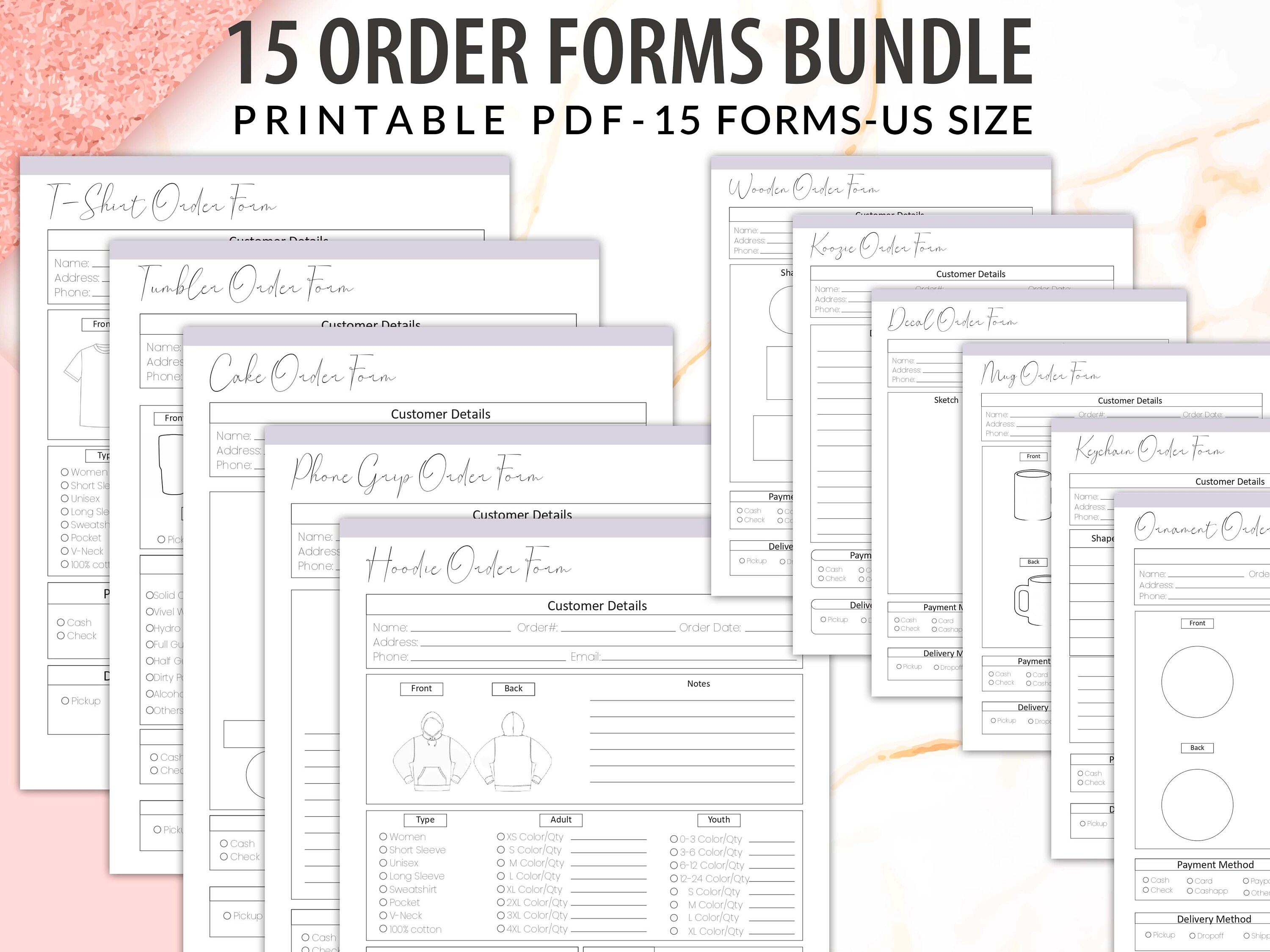 15 Printable Order Forms Bundle, Order Form Template Printable ...