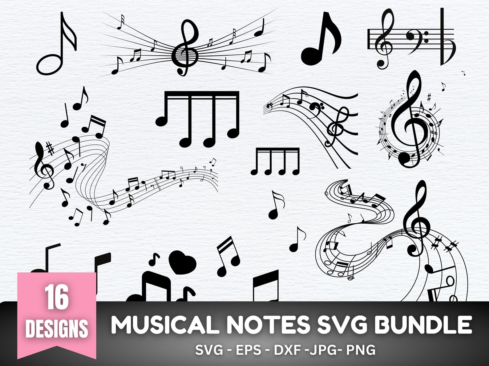 Musical Notes Svg Bundle, Music Note Svg, Music Svg Bundle, Music Svg ...