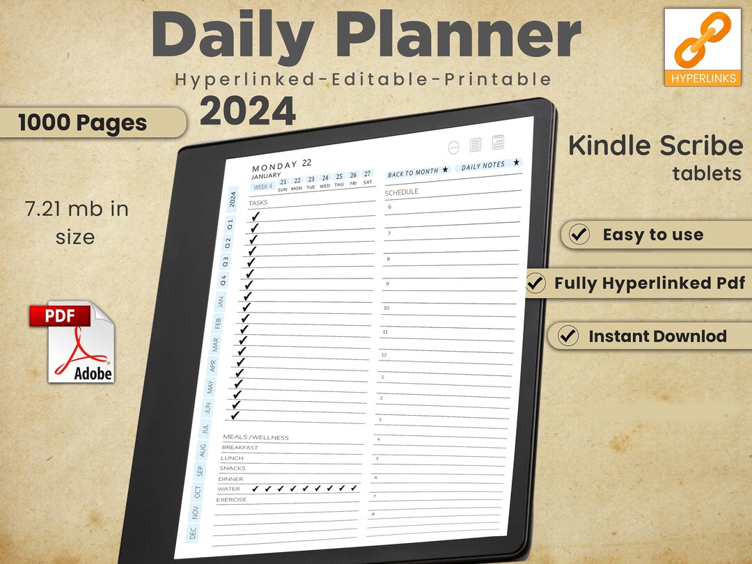 Kindle Scribe Daily Planner Bundle, Kindle Scribe Template, Kindle ...