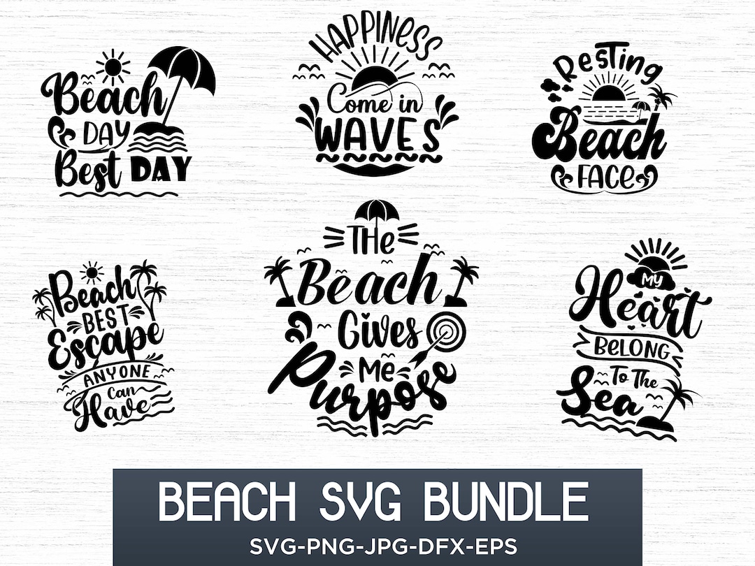 Summer Beach Svg Bundle, Beach Svg Bundle, Beach Clipart, Beach Quotes ...
