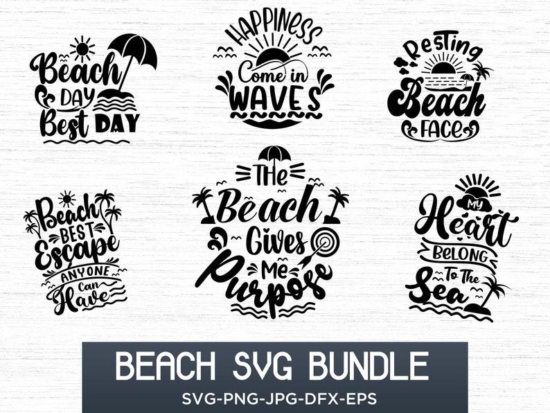 Summer Beach Svg Bundle, Beach Svg Bundle, Beach Clipart, Beach Quotes ...