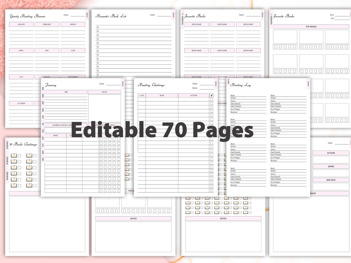 Editable Reading Journal Book Tracker Reading Planner Book - Etsy