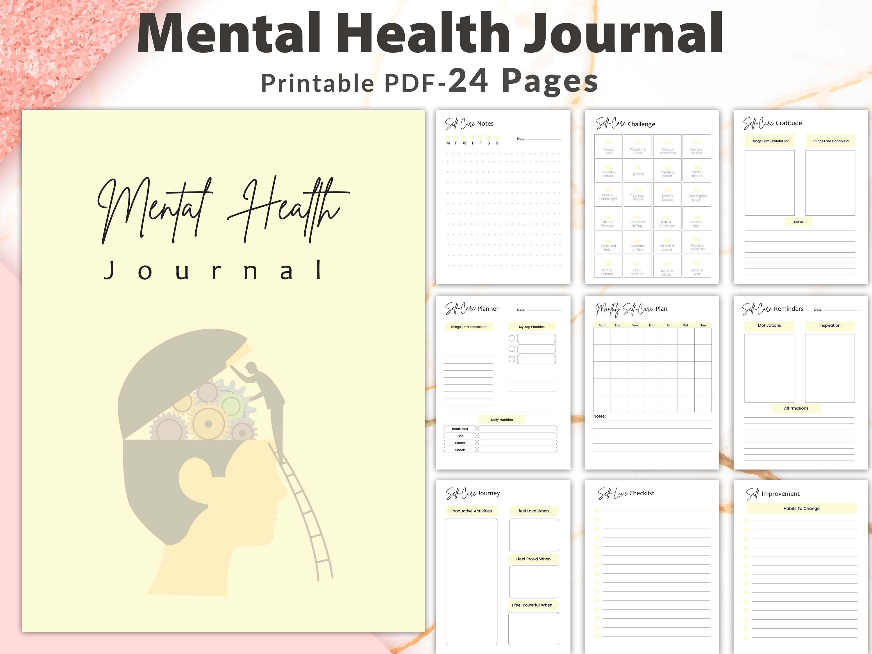 Mental Health Daily Journal, Printable Therapist, Mental Health ...