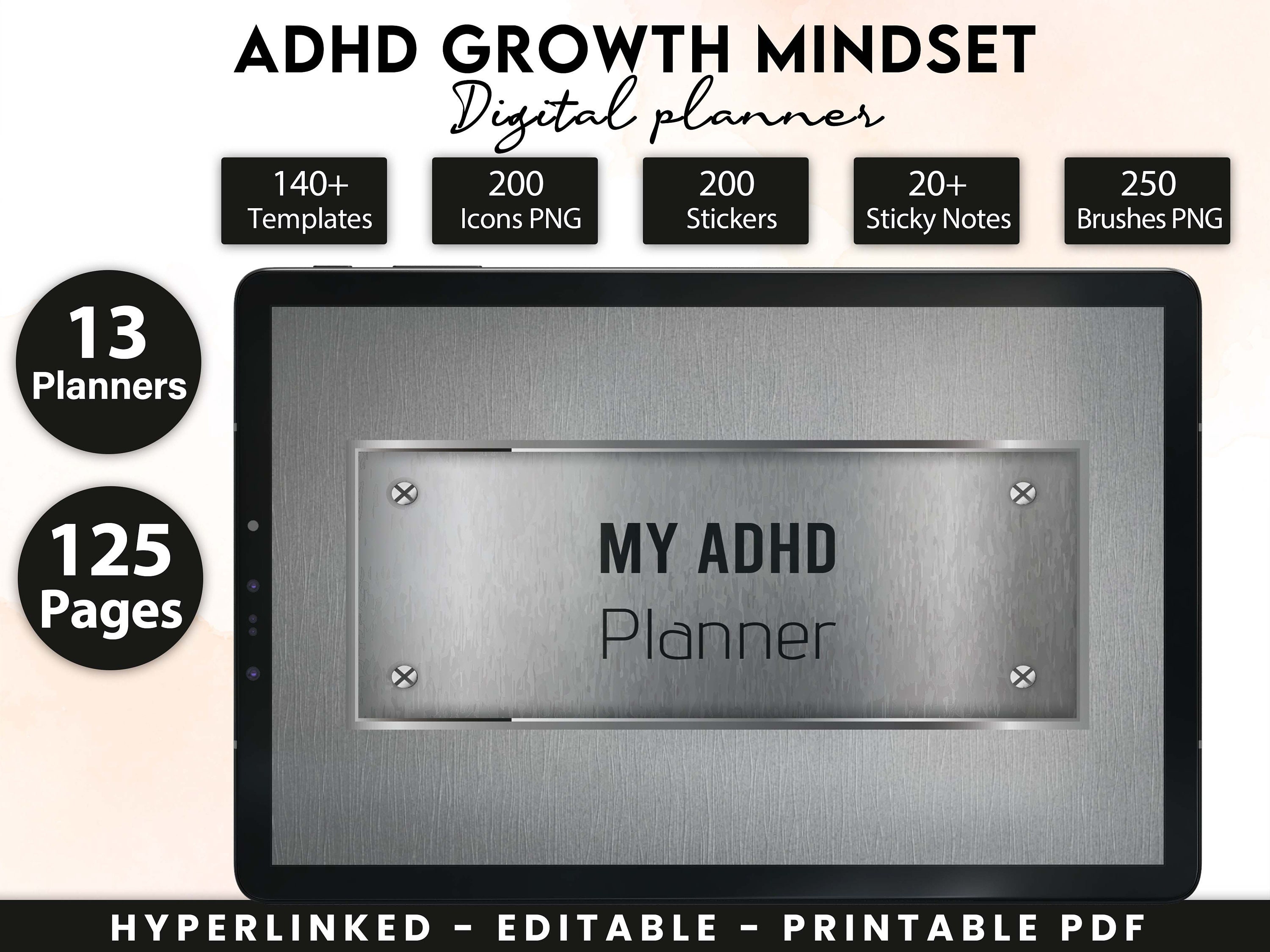 ADHD Planner, ADHD Planner Adult, ADHD Journal, 100% Editable Adhd ...