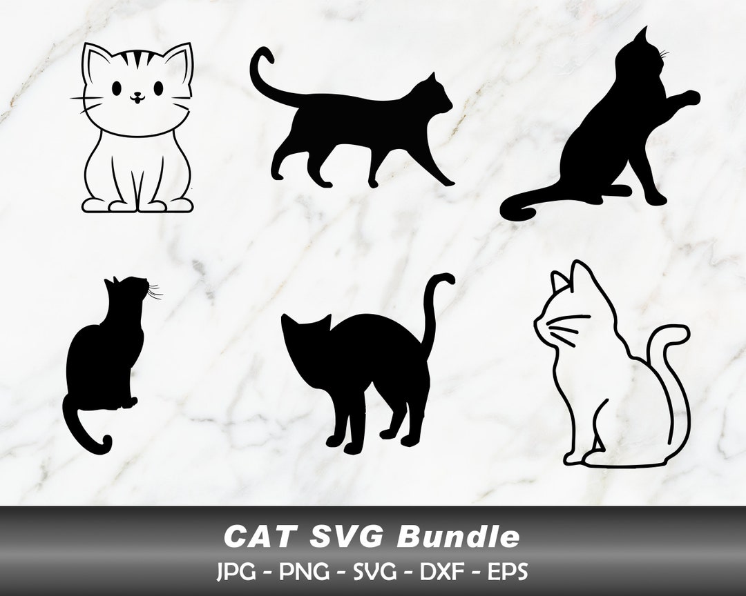 Cat SVG Bundle, Cat PNG Bundle, Cat Clipart, Kitten Svg, Cat Silhouette ...