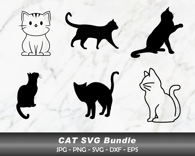 Cat SVG Bundle, Cat PNG Bundle, Cat Clipart, Kitten Svg, Cat Silhouette ...