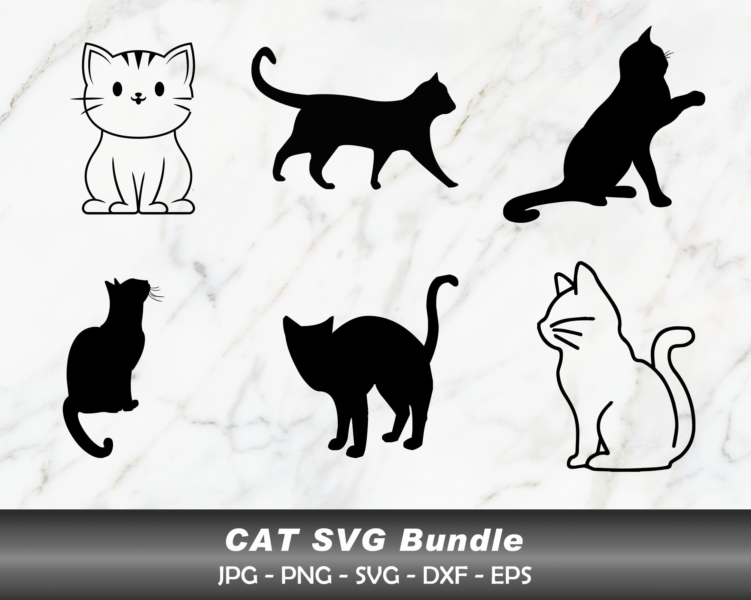 Cat SVG Bundle, Cat PNG Bundle, Cat Clipart, Kitten Svg, Cat Silhouette ...