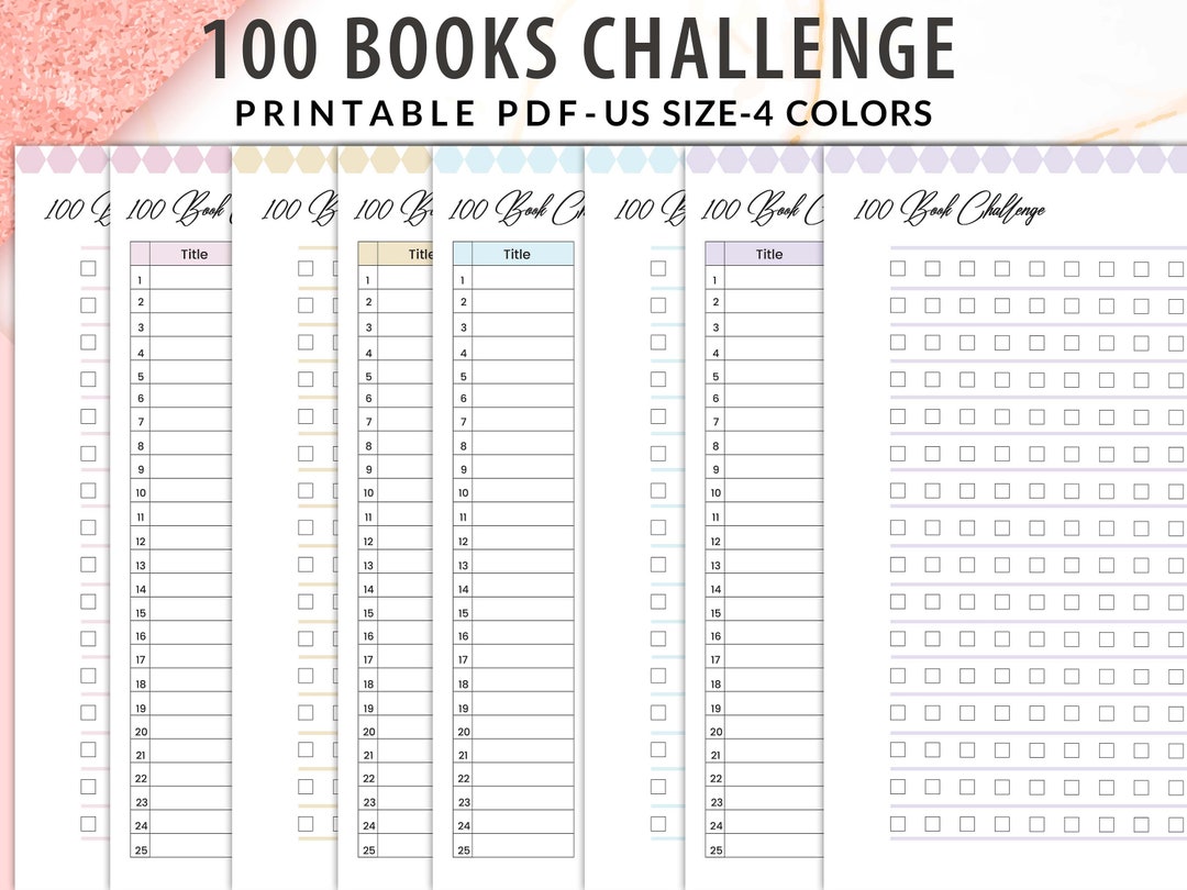 Printable 100 Book Reading Challenge, 100 Book Challenge, Reading ...
