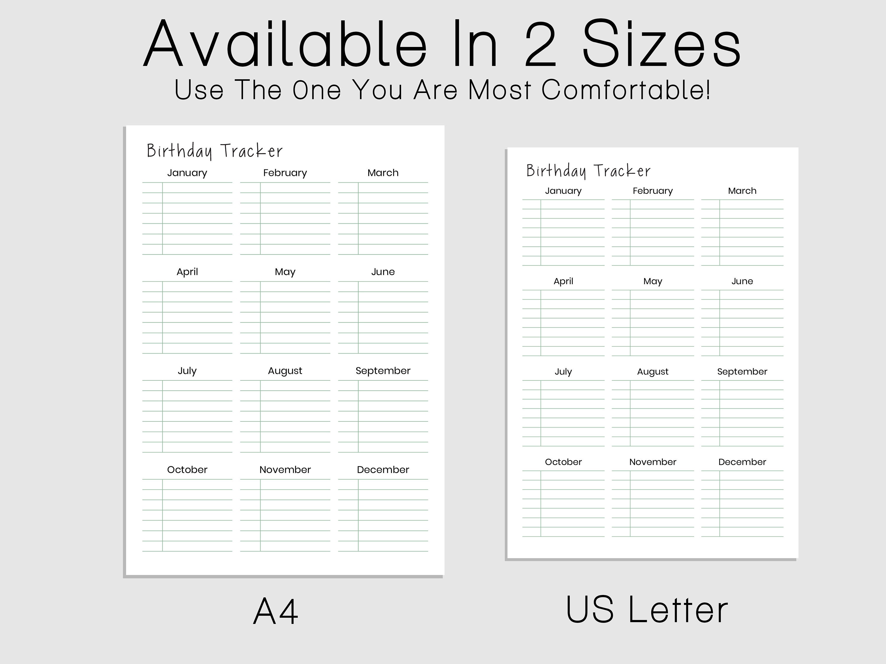 Birthday Tracker Template, Birthday Party Planner, Birthday Tracker ...