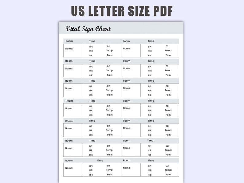 Printable Vital Sign Chart, Vital Sign Log, Vital Sign Tracker, Vital ...