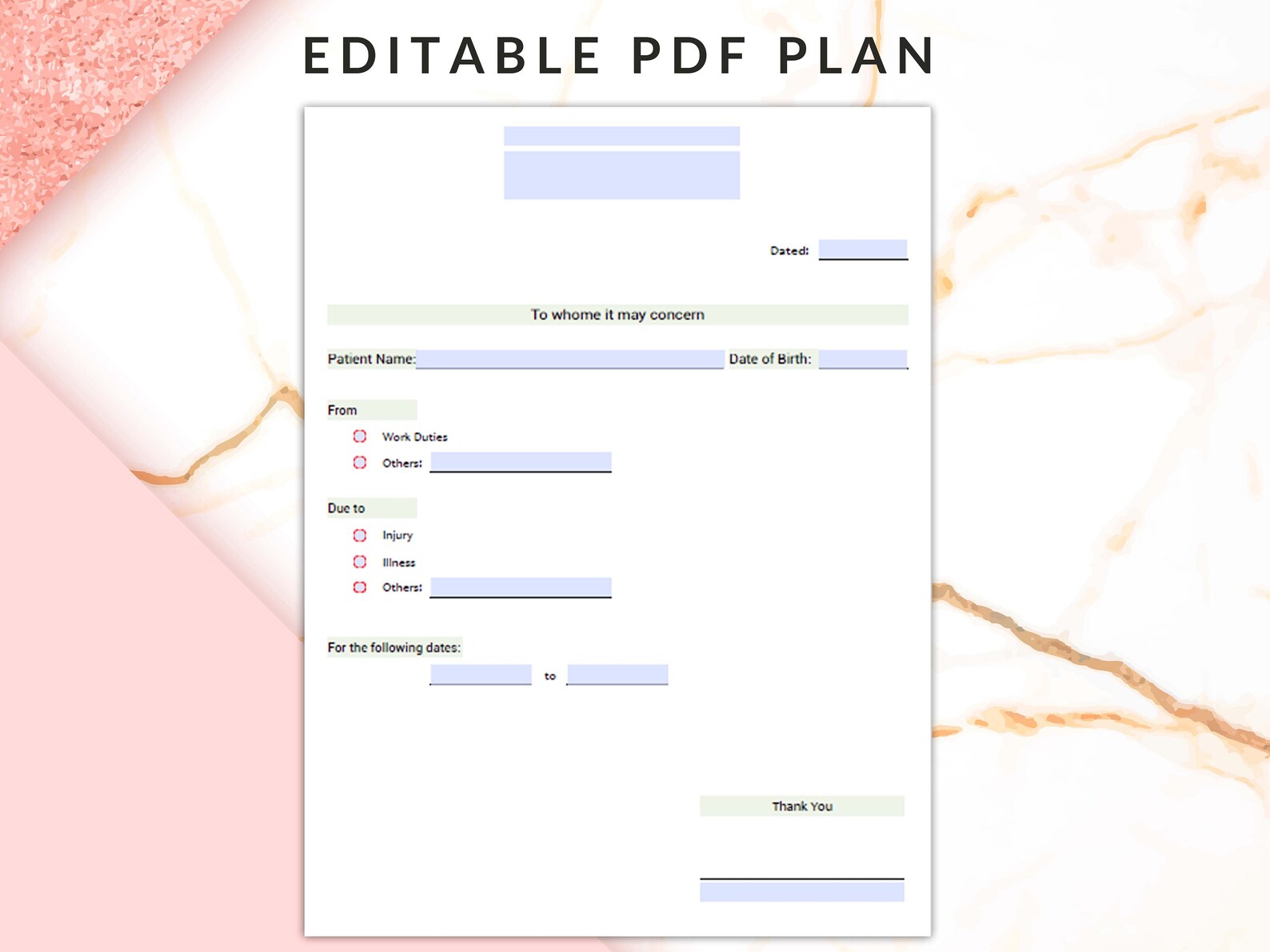 Editable Doctor's Excuse Template, Medical Office Forms, Work Excuse ...