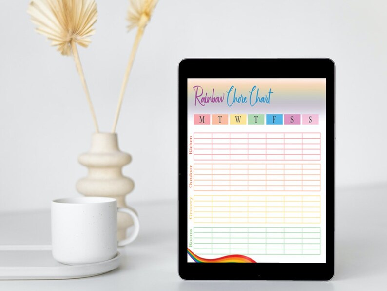 Printable Rainbow Chore Chart for Kids, Daily Chore Chart, Kids Routine ...