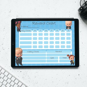 Printable Boss Baby Reward Chart for Kids, Daily Chore Chart, Kids ...