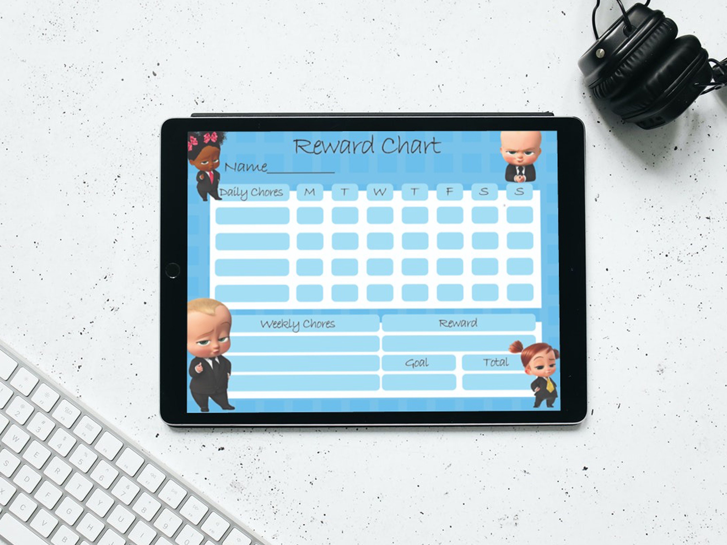 Printable Boss Baby Reward Chart for Kids, Daily Chore Chart, Kids ...