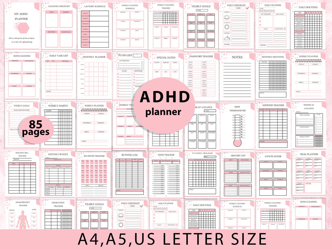 ADHD Planner Adult, ADHD Planner, ADHD Journal, Printable Adhd Planner ...