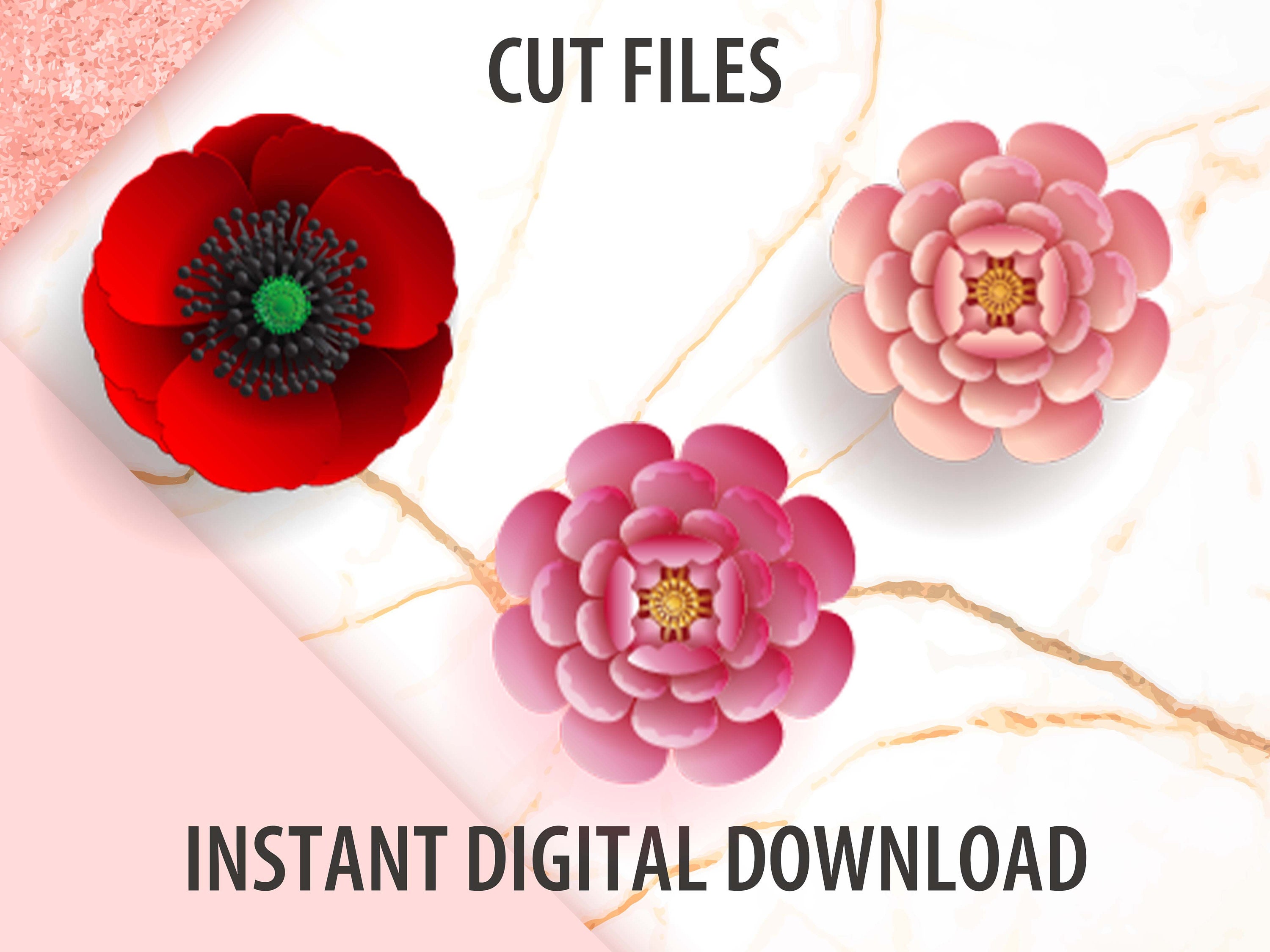 Paper Flower SVG, Rolled Flower Svg Template, Paper Flower & Leaf SVG ...