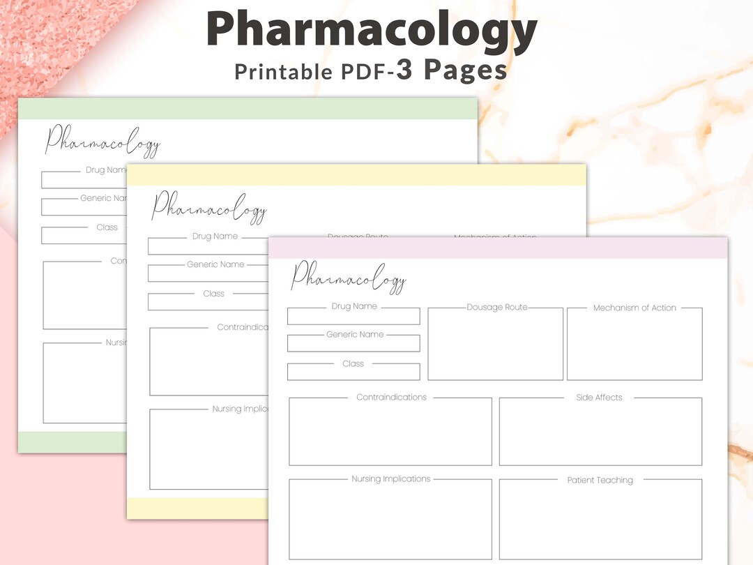 Printable Nursing Student Pharmacology, Student Nurse Study Templates ...