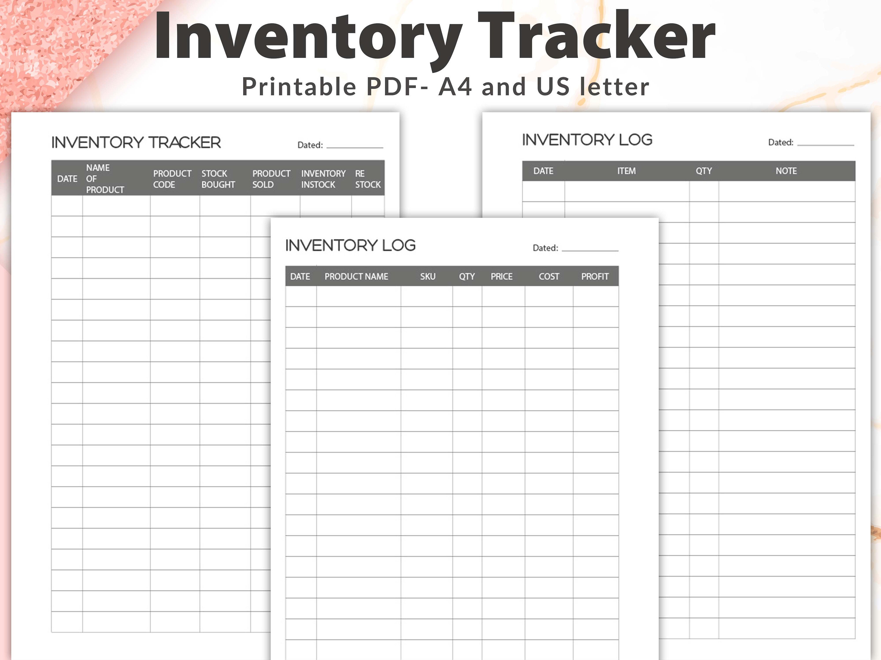 Printable Inventory Tracking Sheet Inventory Log Product - Etsy