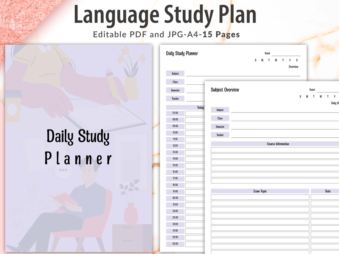 Editable Language Study Planner, Language Study Journal, Language ...