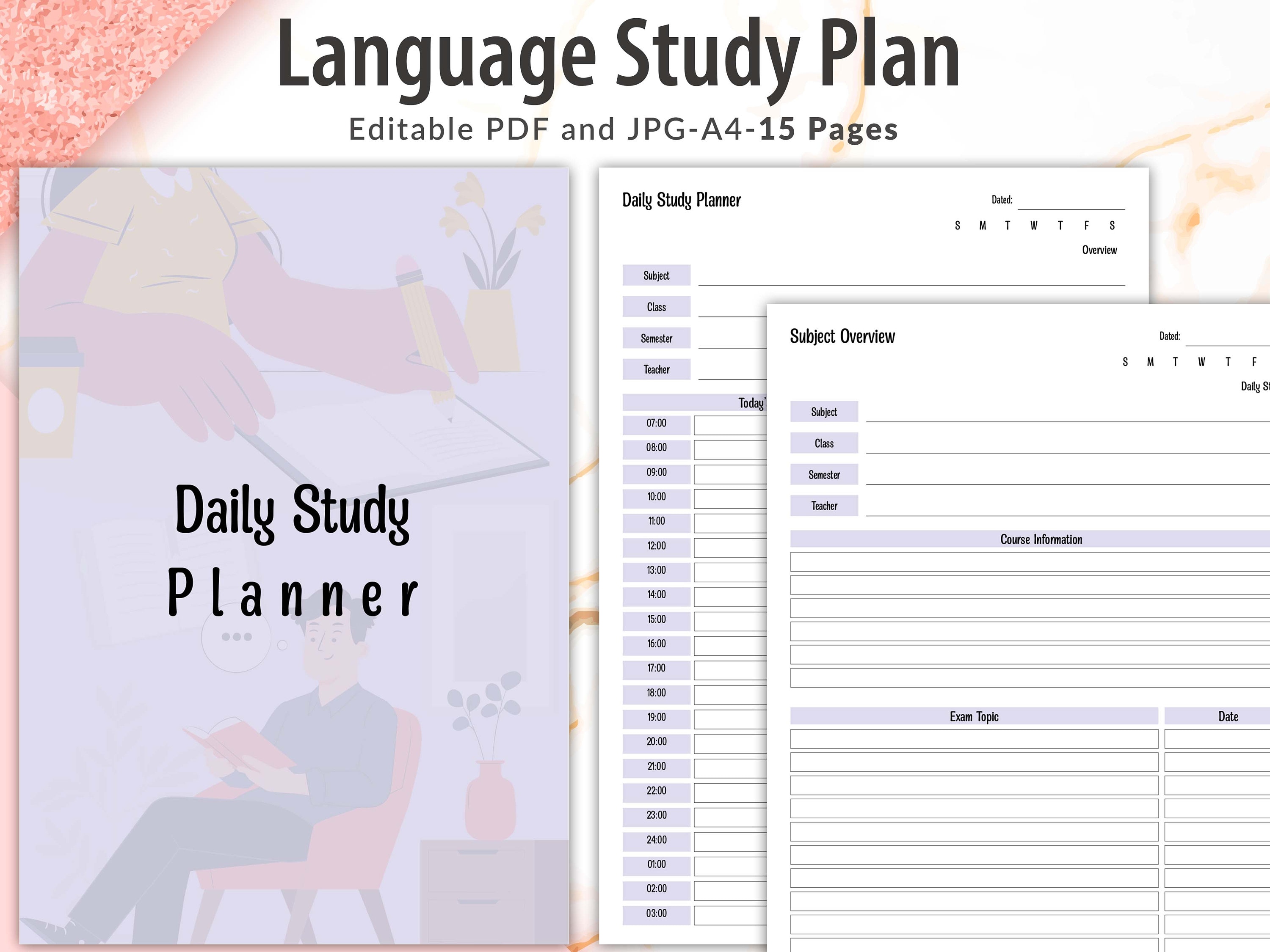 Editable Language Study Planner, Language Study Journal, Language ...