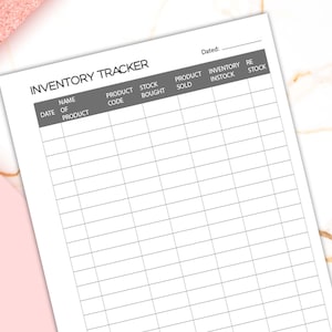 Printable Inventory Tracking Sheet, Inventory Log, Product Inventory ...
