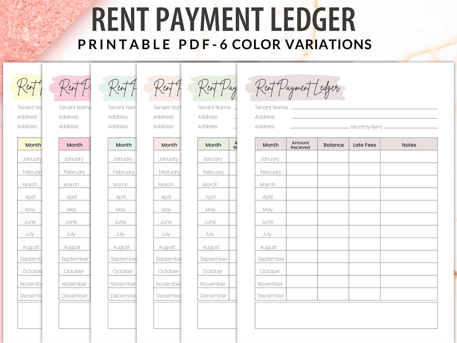 Printable Rent Payment Ledger, Printable Rent Payment Ledger Template ...