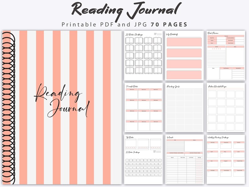 Printable Reading Journal, Book Tracker, Reading Planner, Book Review ...