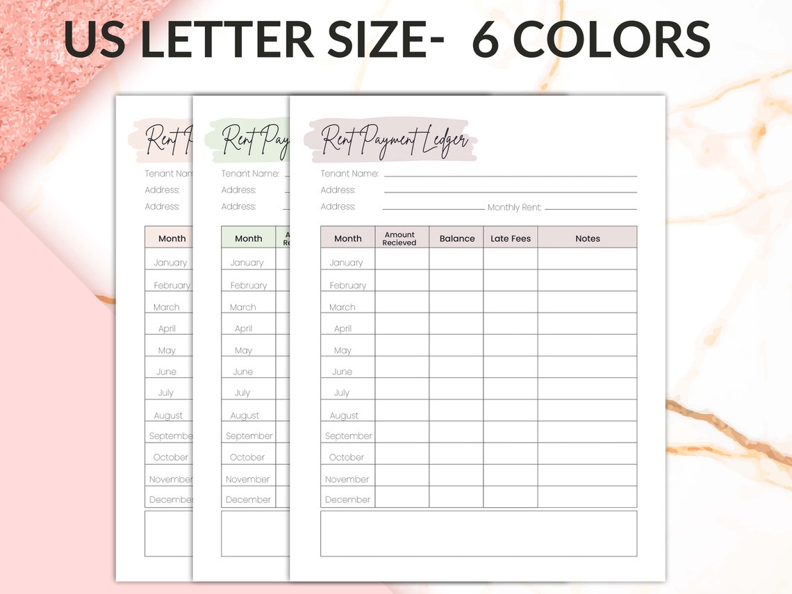 Printable Rent Payment Ledger, Printable Rent Payment Ledger Template ...