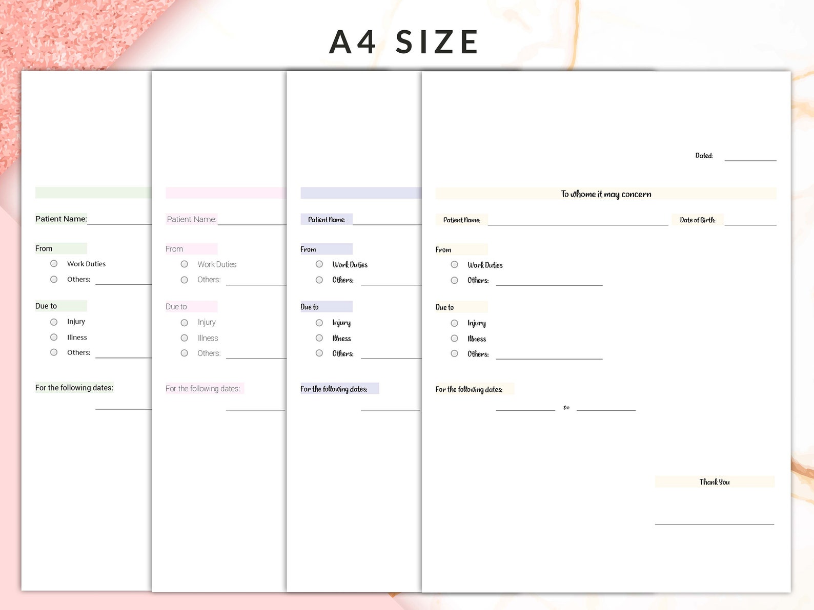Editable Doctor's Excuse Template, Medical Office Forms, Work Excuse ...