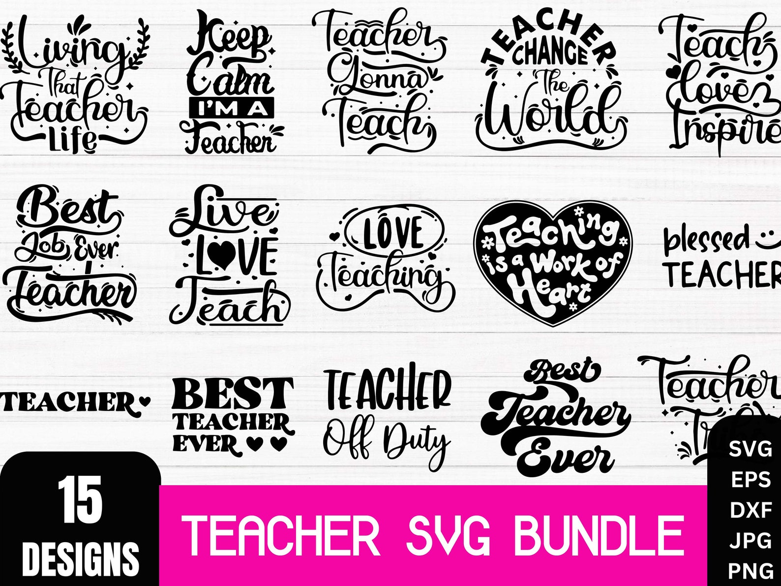 Teacher Svg Bundle, Teacher Appreciation Svg, Teacher Quote Svg ...