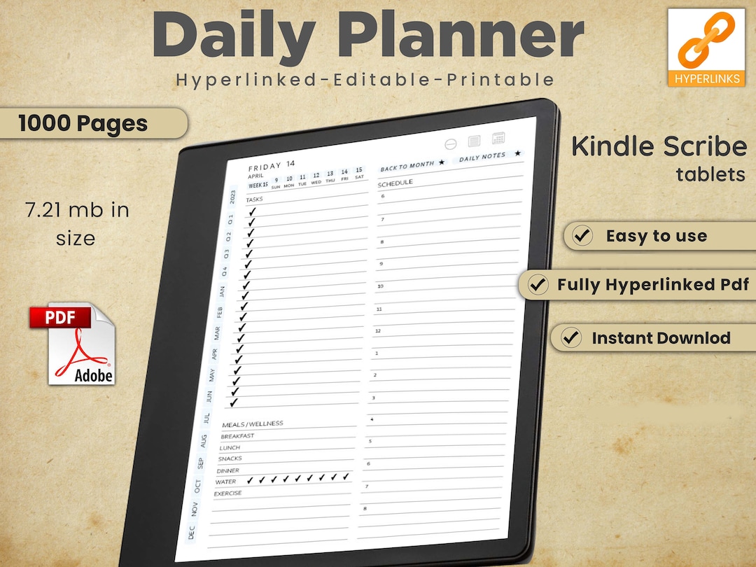 Kindle Scribe Daily Planner Bundle, Kindle Scribe Template, Kindle ...
