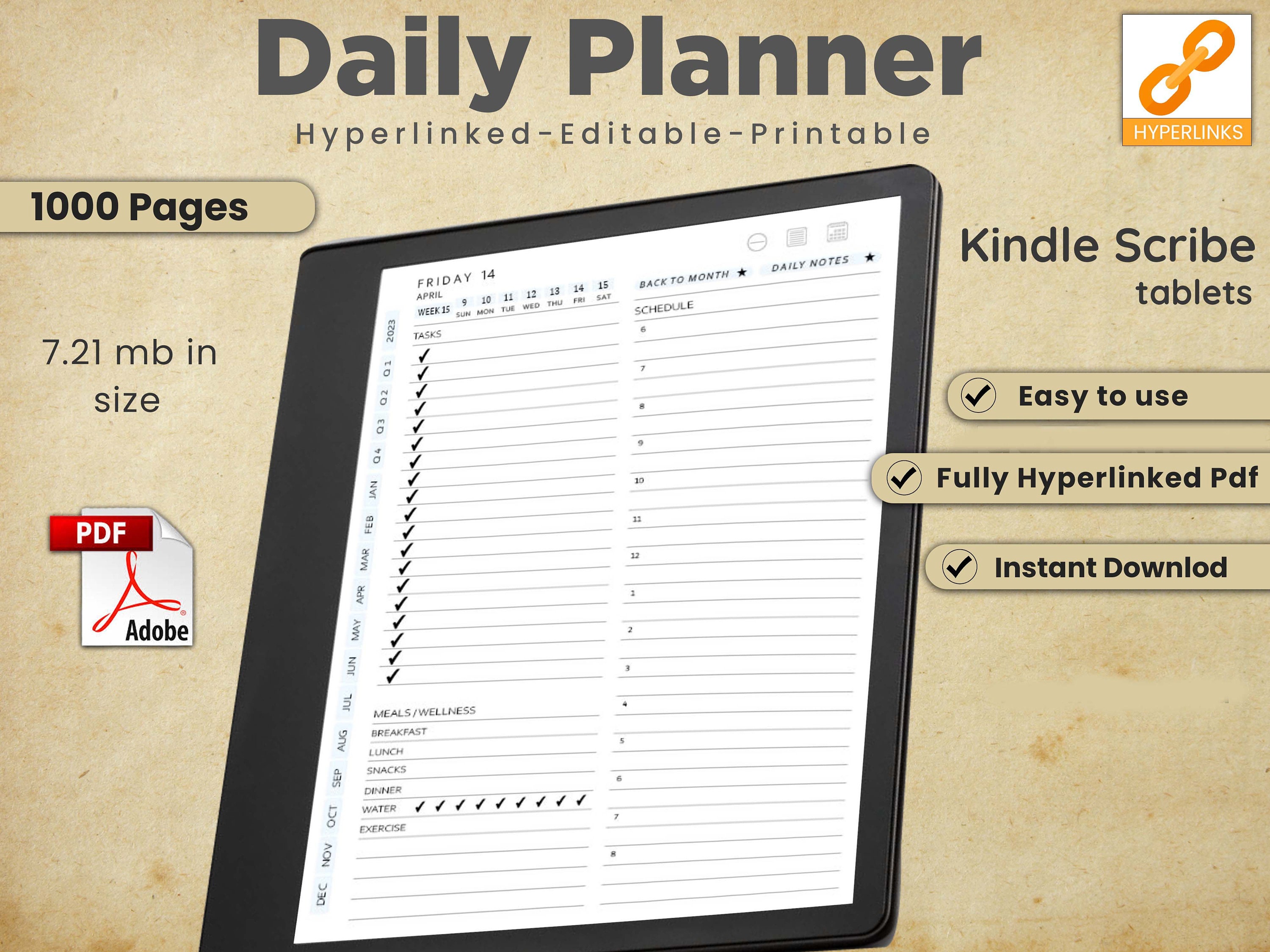 Kindle Scribe Daily Planner Bundle, Kindle Scribe Template, Kindle ...
