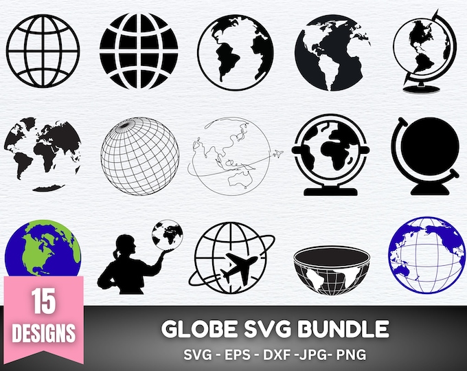 Globus-Svg-Bundle, Globus-Svg, Erde-Svg, Schnee-Globus-Svg, Welt-Svg ...