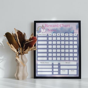 Printable Unicorn Reward Chart for Kids, Daily Chore Chart, Kids ...