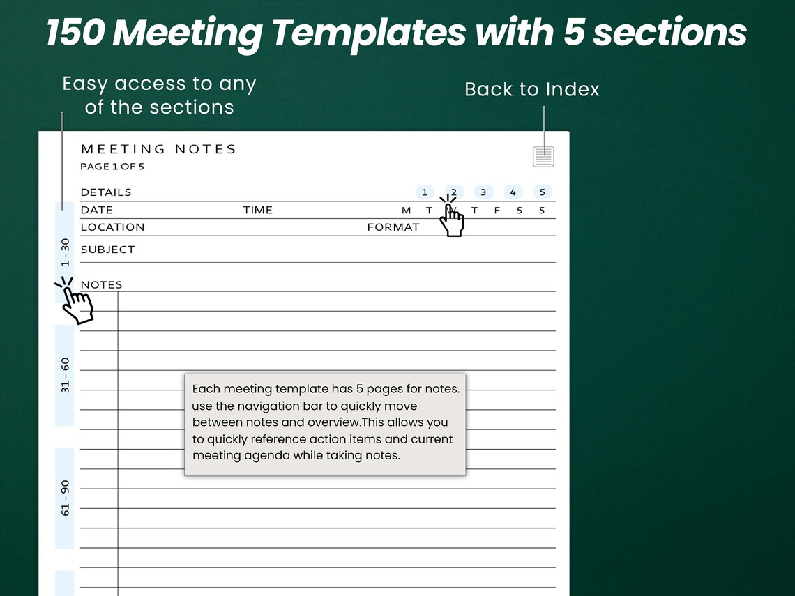 BOOX Note Air Templates, Meeting Book, Meeting Notes, Hyperlinked PDF ...