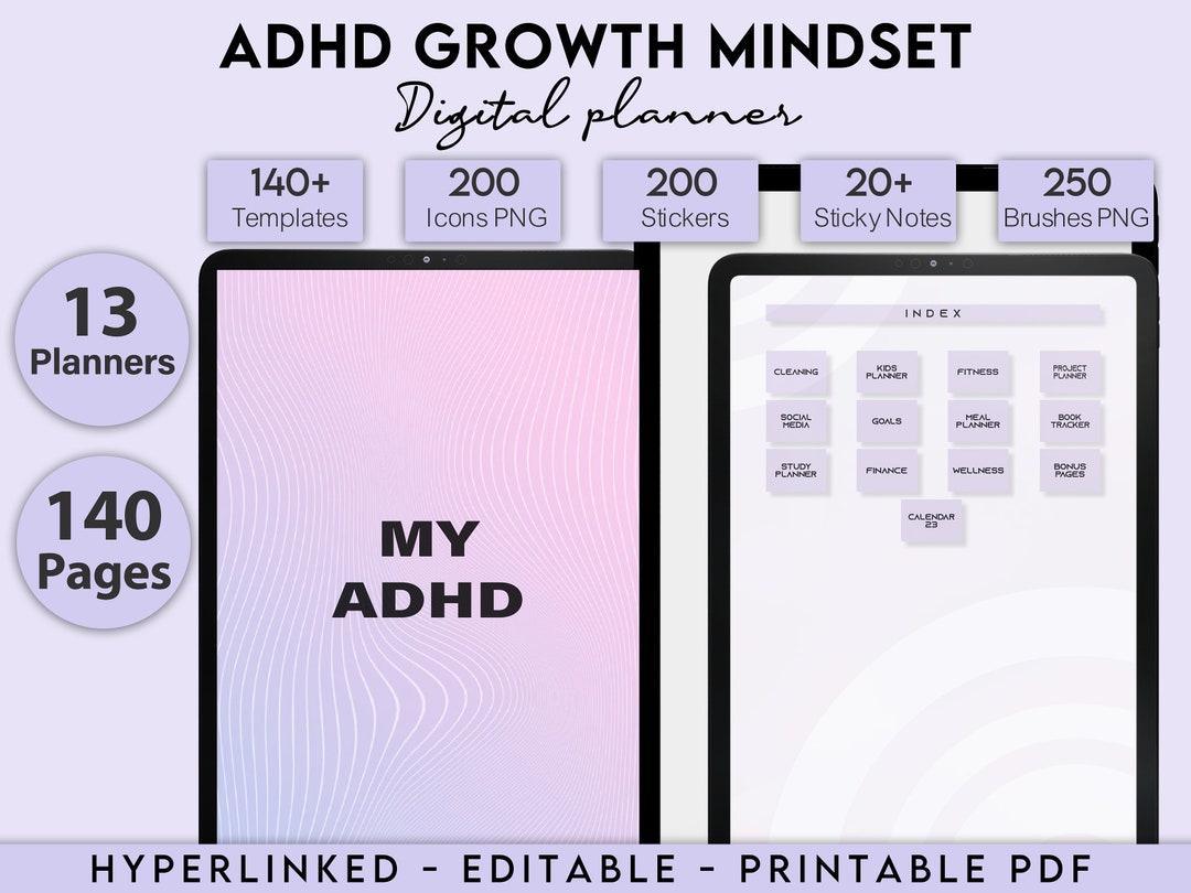 ADHD Planner, ADHD Planner Adult, ADHD Journal, 100% Editable Adhd ...