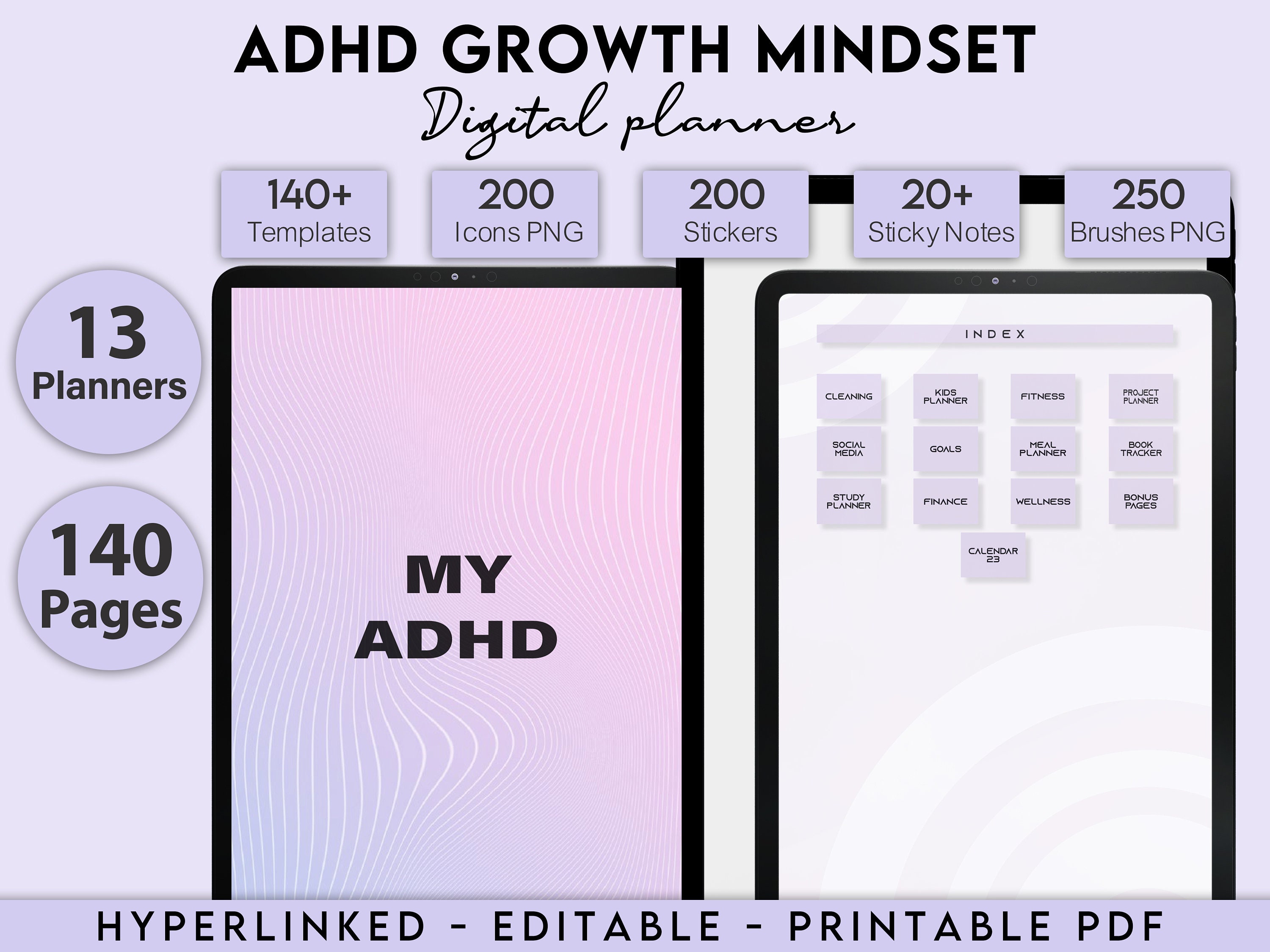 ADHD Planner ADHD Planner Adult ADHD Journal 100% Editable - Etsy