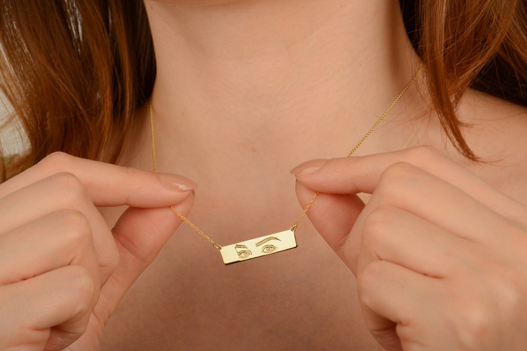 Custom Eye Print Necklace: 925 Sterling Silver, 14K Gold Plated - Etsy