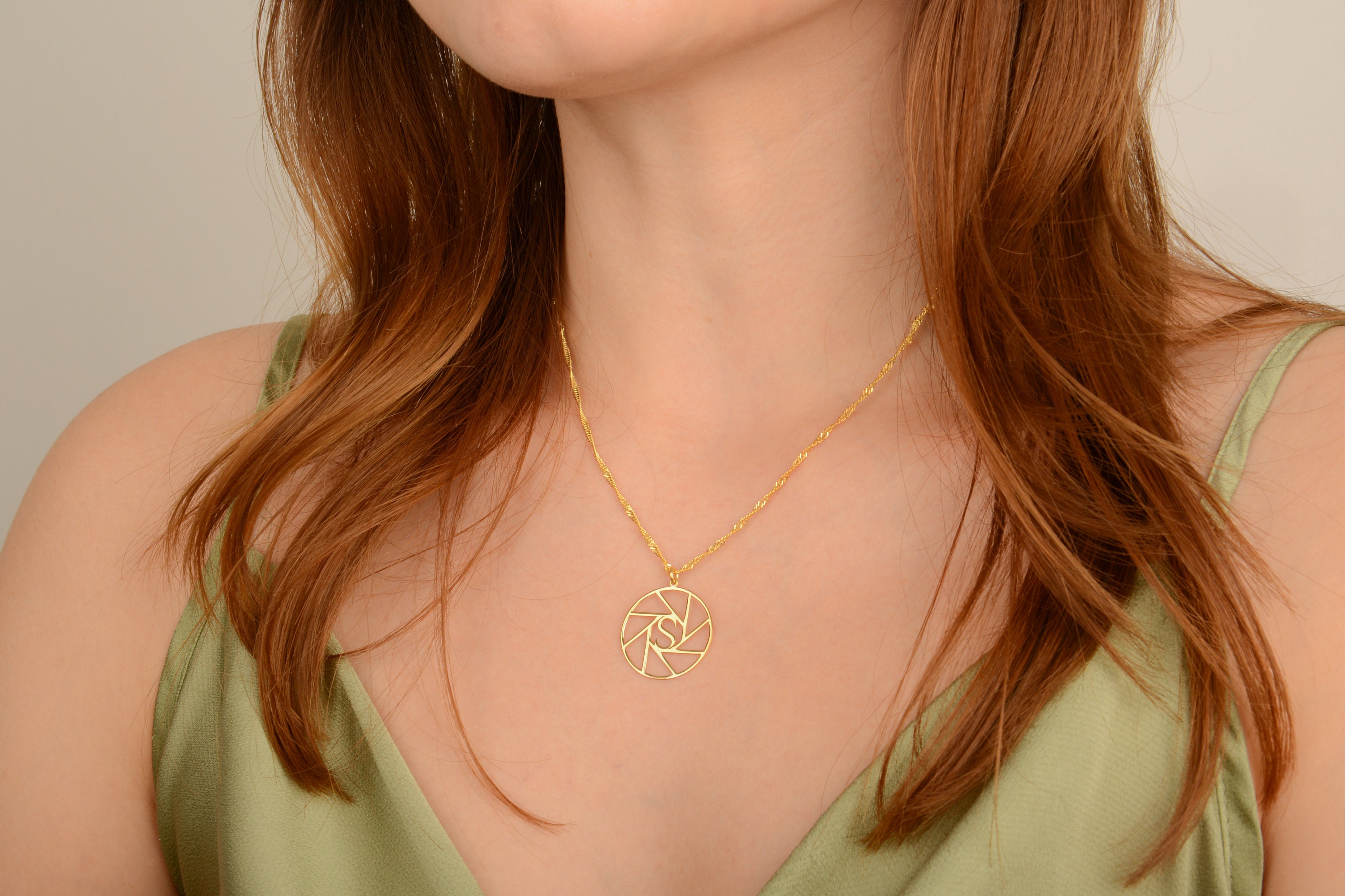 Personalized Aperture Letter Necklace: 925 Sterling Silver Photographer ...