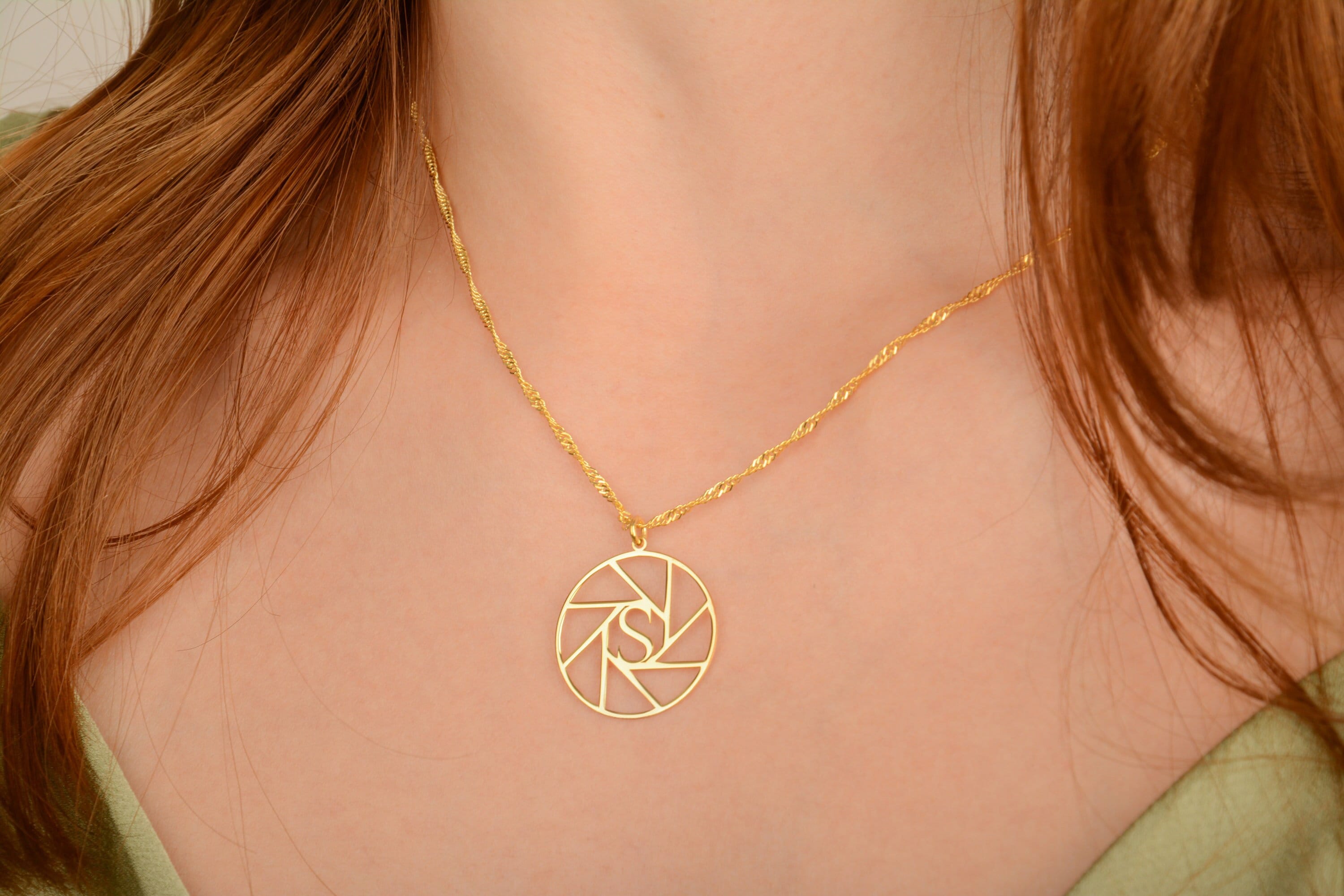 Personalized Aperture Letter Necklace: 925 Sterling Silver Photographer ...