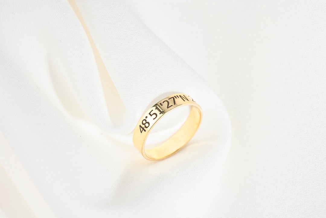Personalized Sterling Silver Coordinate Ring - Custom Location Jewelry ...