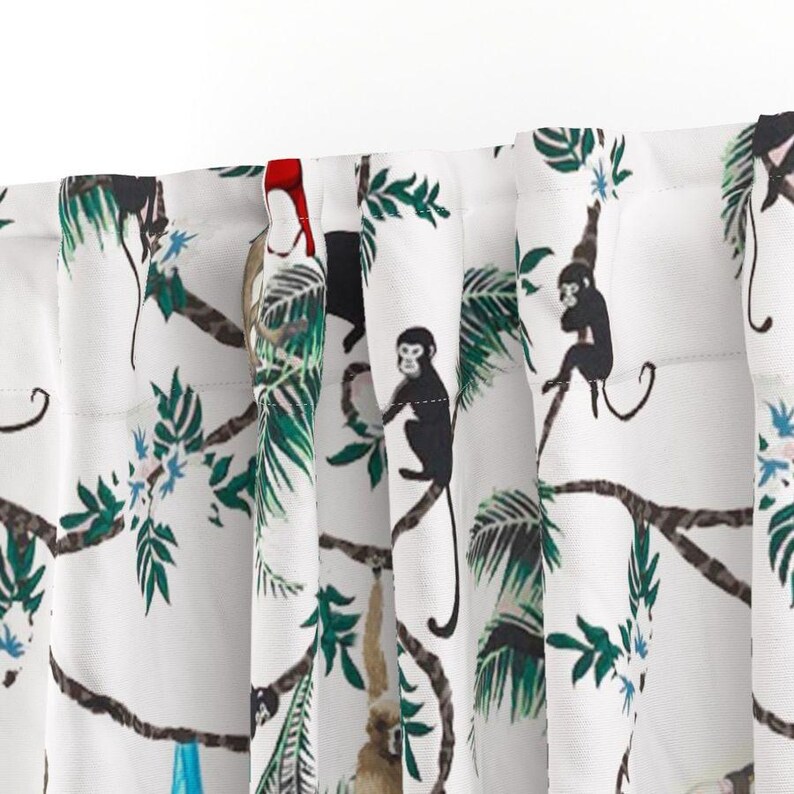 The Drunk Monkeys Curtain Panel - Monkey Garden Party - Chinoiserie ...