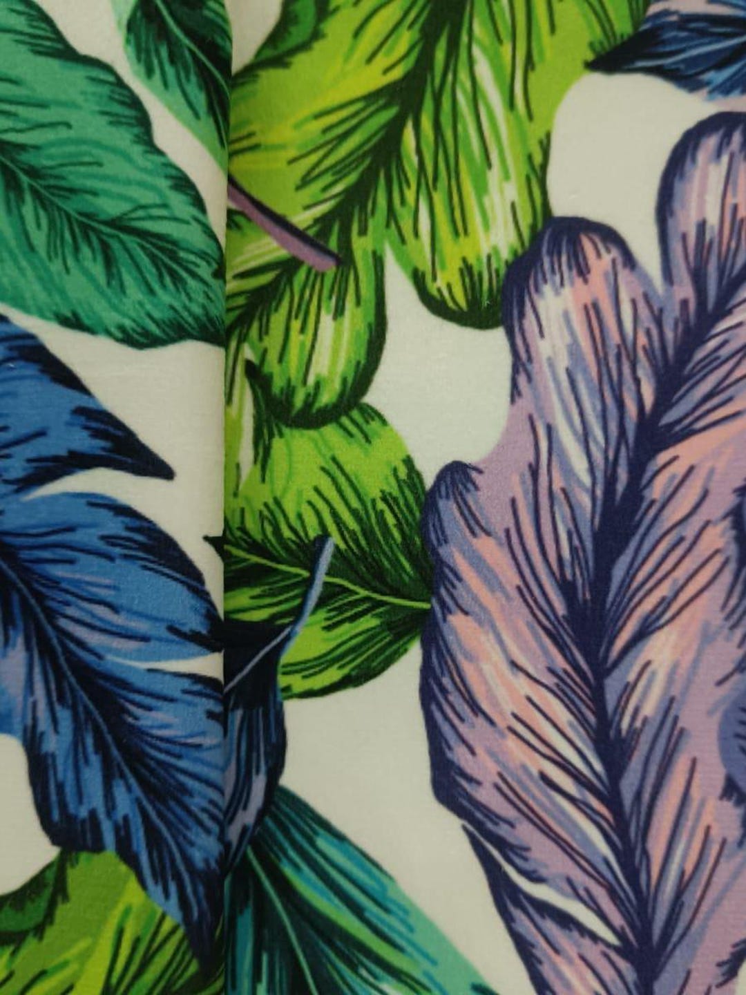 Tropical Leaves Fabric - Moody Leaves - Moody Tropical Floral Printed ...