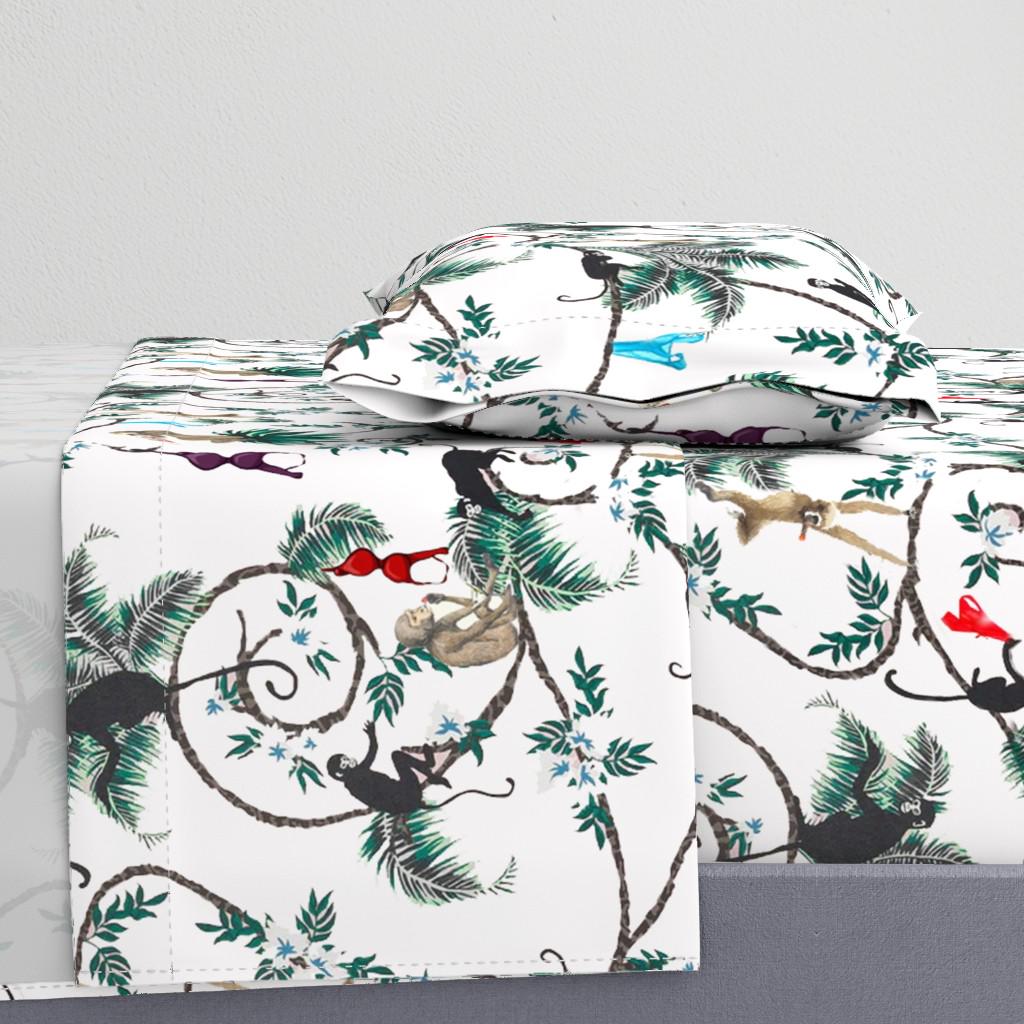 The Drunk Monkeys Sheets - Monkey Garden Party - Chinoiserie Victorian ...