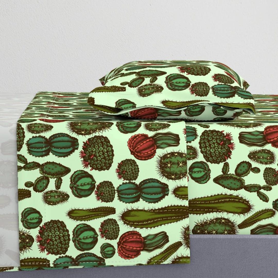 Watercolor Cactus Sheets - Desert Cactus - Cactus Custom Printed Cotton ...