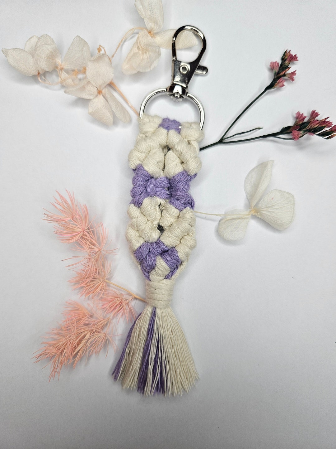Two-color Macrame Key Ring - Etsy