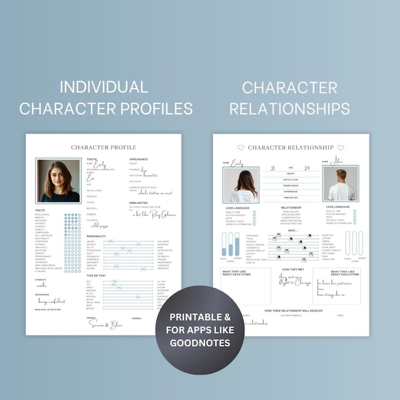 Character Profile Template: Novel Writer Printable (digital Download ...