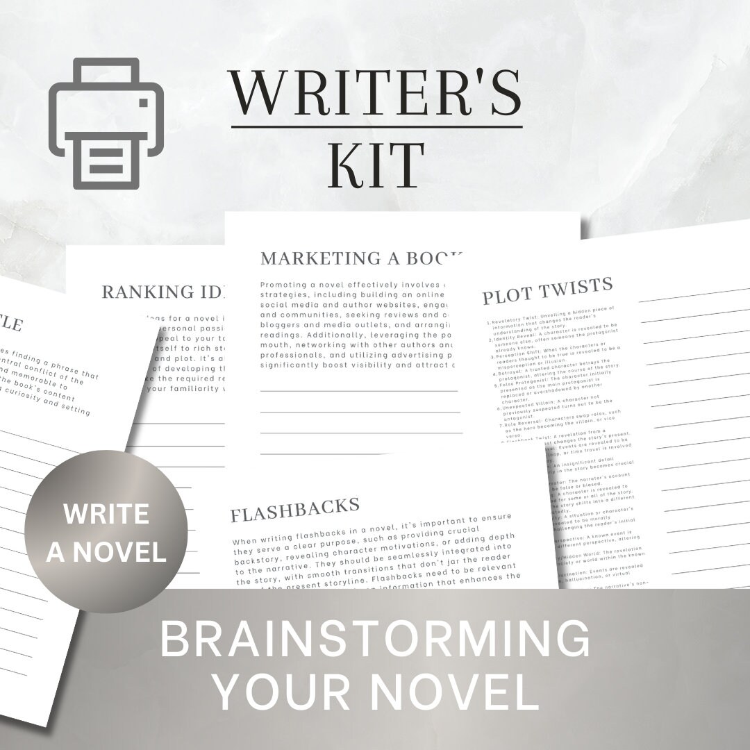Brainstorming Worksheets for Writers Printable PDF Novel Planner ...
