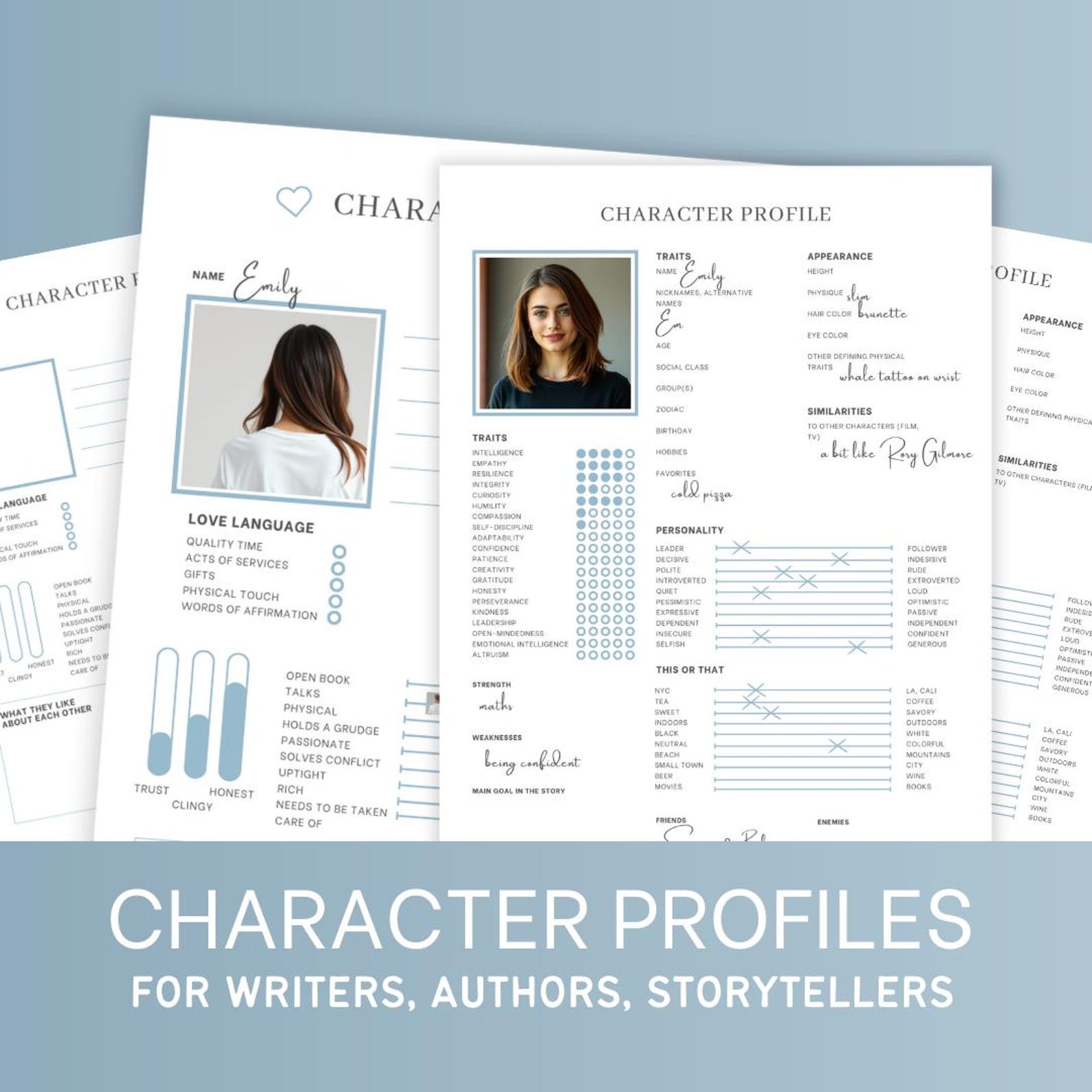 Character Profile Template: Novel Writer Printable (digital Download ...