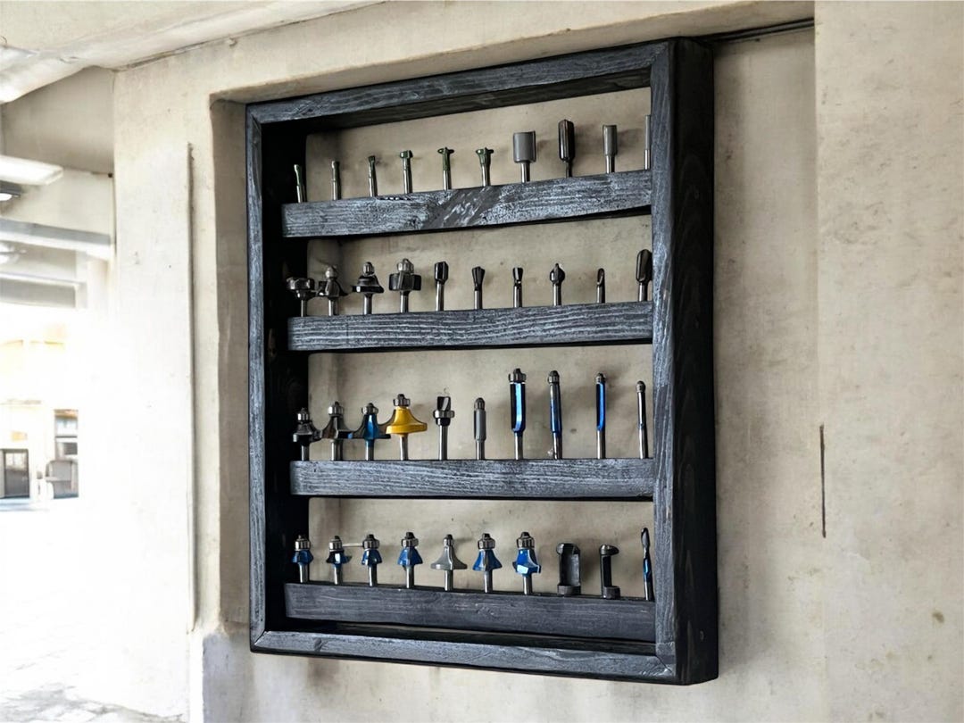Rustic Wall-mounted Bit Rack: Perfect Gift for DIY Dads, 40 Slot ...